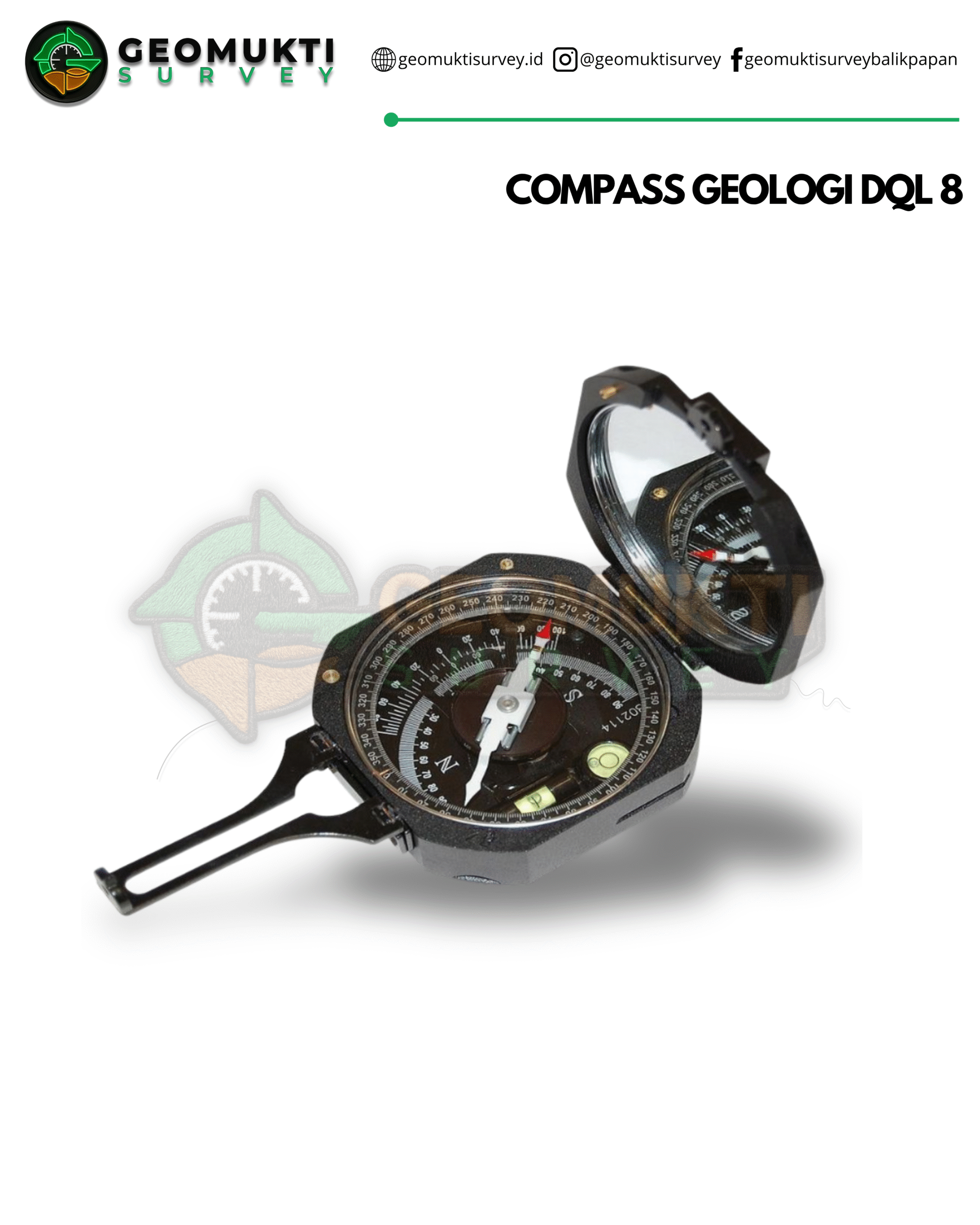 Kompas Geologi DQL-8 – Alat Ukur Jurus & Kemiringan Batuan